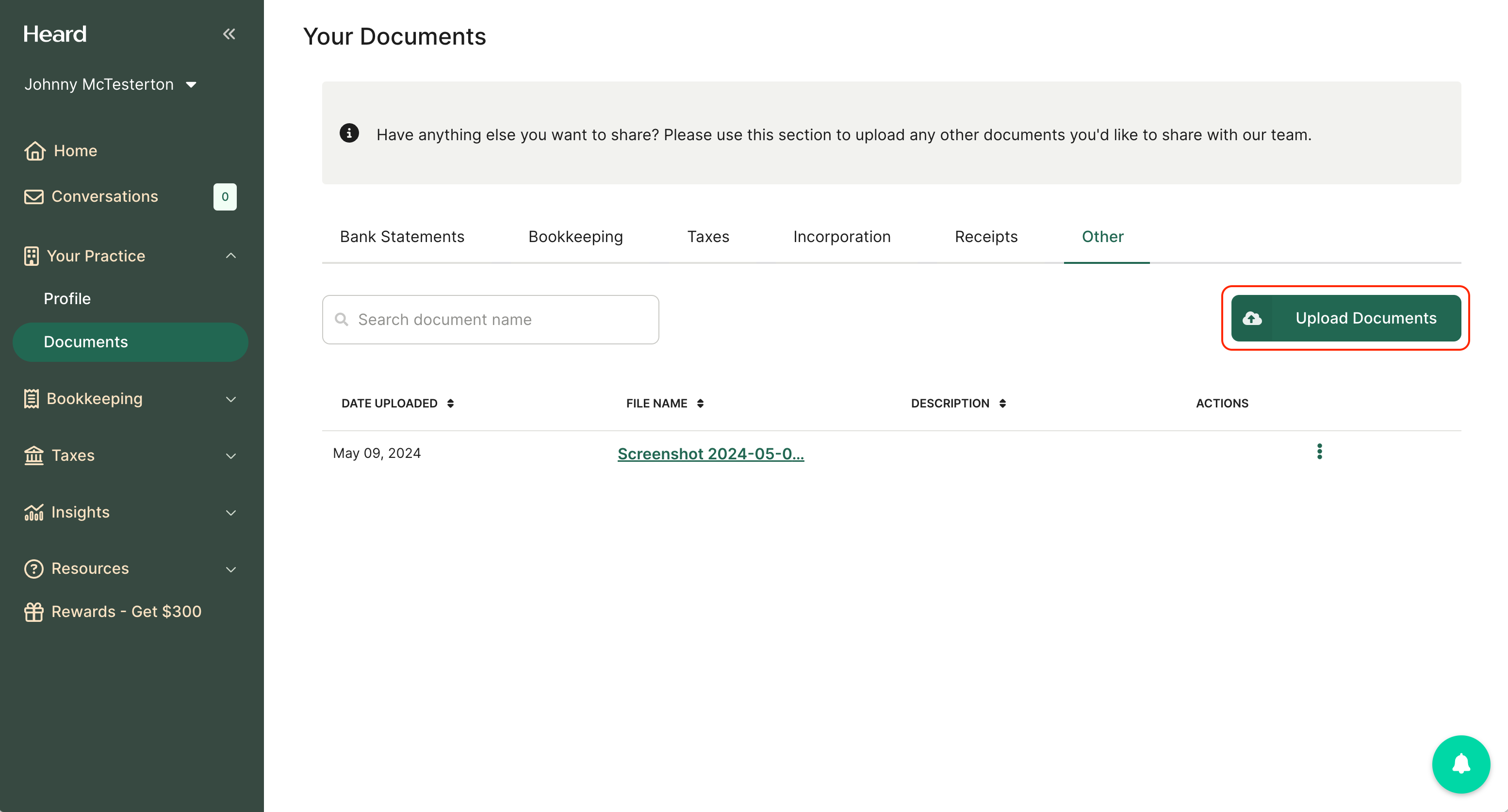 Uploading documents to Heard documents – Heard