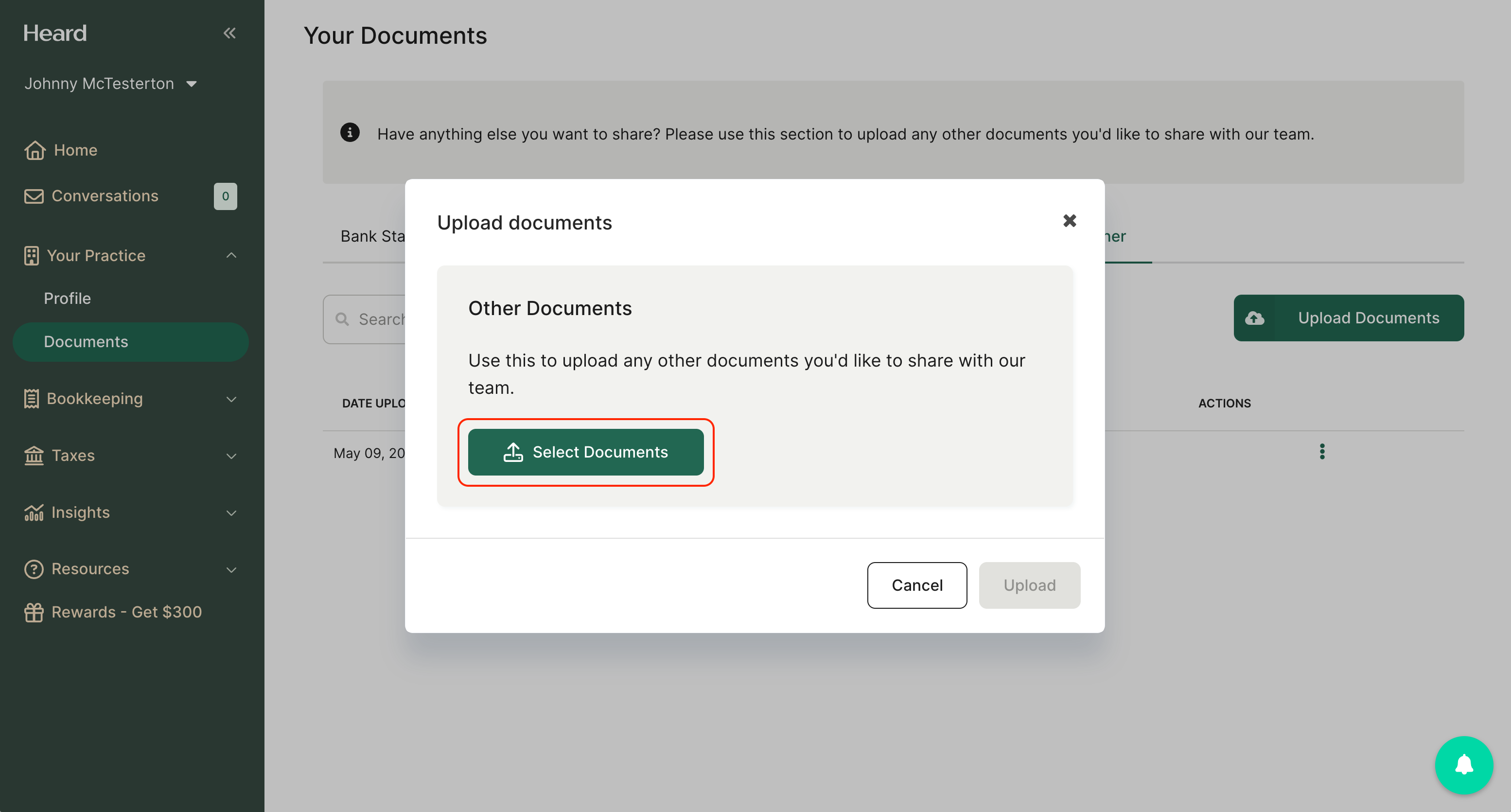 Uploading documents to Heard documents – Heard
